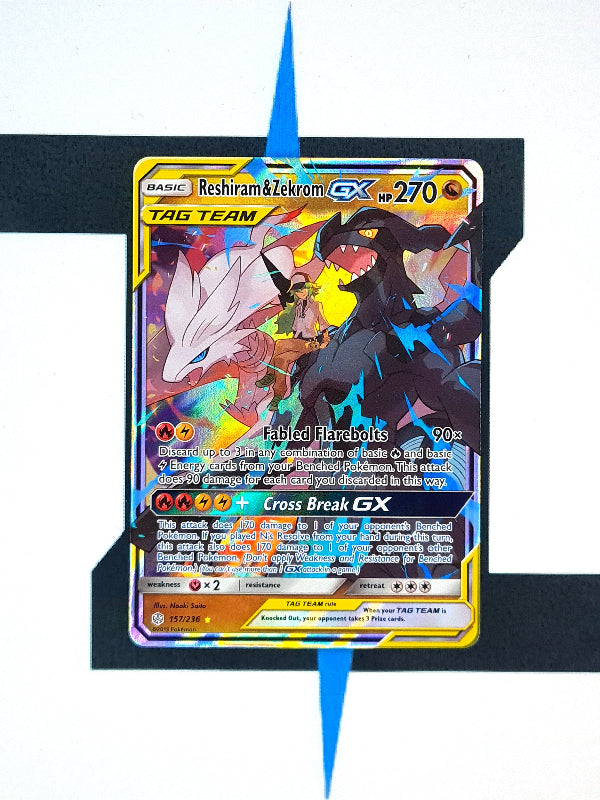 Reshiram & Zekrom GX CEC 157 Cosmic Eclipse - Pokemon Karten